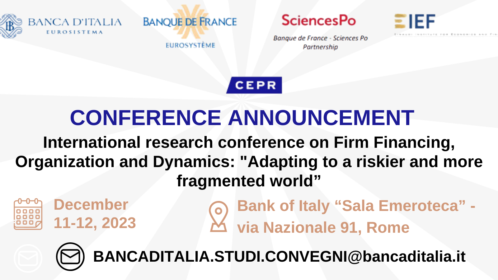 Conference Announcement: Firm Financing, Organization and Dynamics ...
